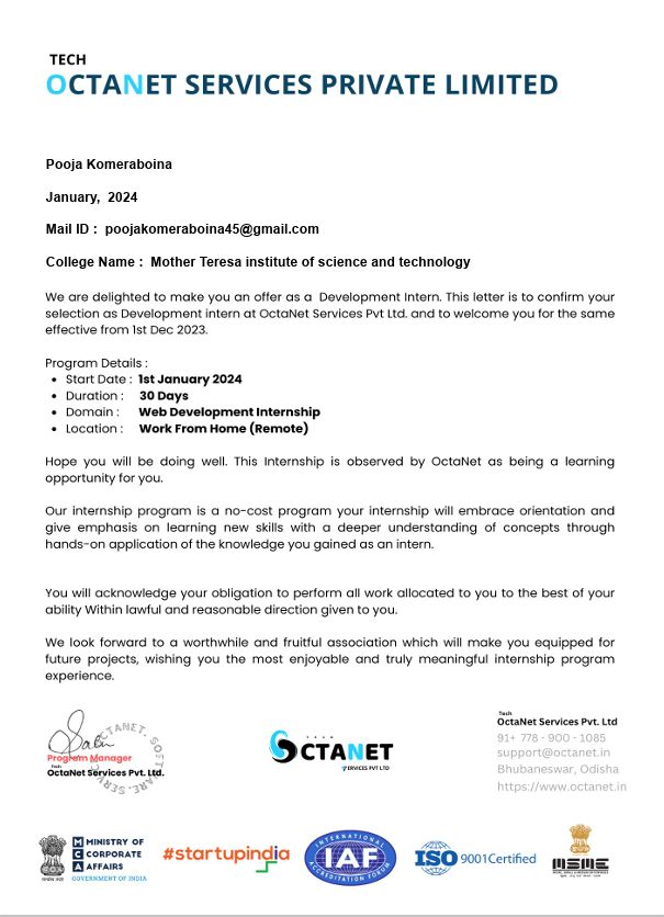 Pooja Komeraboina on LinkedIn: #octanet #octanet #octanetinternship # ... Pooja Komeraboina on LinkedIn: #octanet #octanet #octanetinternship # ...