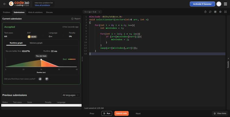 Vaibhav Chauhan on LinkedIn: #codingjourney #dsa #cpp #selectionsort # ... Vaibhav Chauhan on LinkedIn: #codingjourney #dsa #cpp #selectionsort # ...
