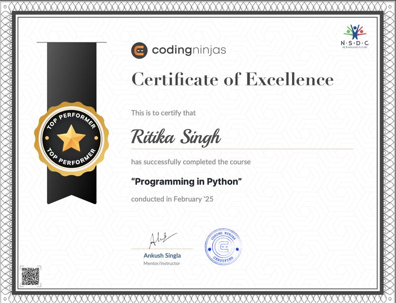 #python #dataanalytics #codingninjas #continouslearning | Ritika Singh #python #dataanalytics #codingninjas #continouslearning | Ritika Singh