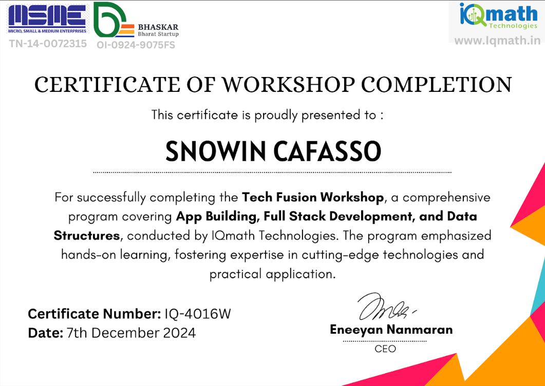 Snowin Cafasso on LinkedIn: #techfusionworkshop #iqmathtechnologies # ... Snowin Cafasso on LinkedIn: #techfusionworkshop #iqmathtechnologies # ...
