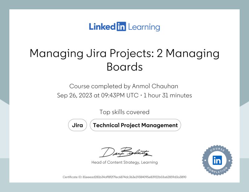 Anmol Chauhan on LinkedIn: Certificate of Completion Anmol Chauhan on LinkedIn: Certificate of Completion