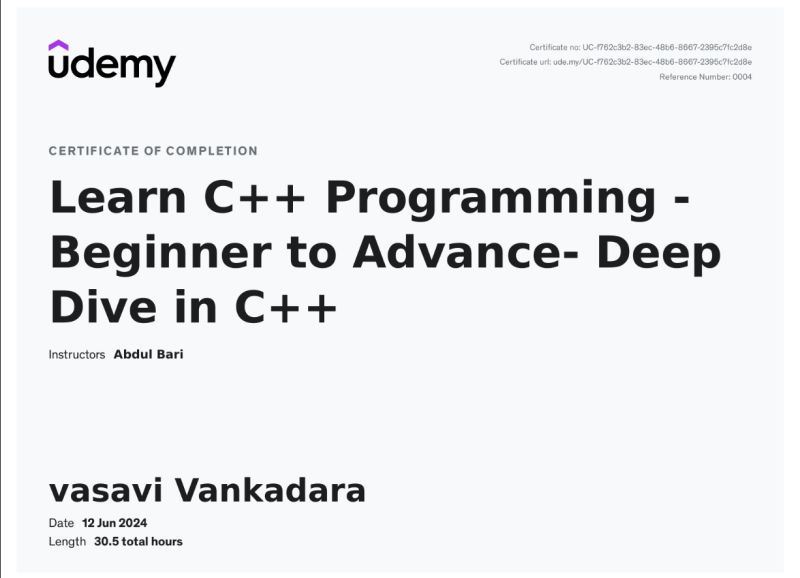 #learning #cplusplus #programming #udemy #continuouslearning | Vasavi ... #learning #cplusplus #programming #udemy #continuouslearning | Vasavi ...