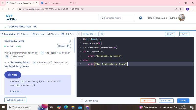 Chepuri Indraja on LinkedIn: #nxtwave #ccbp #python #30dayscodingchallenge Chepuri Indraja on LinkedIn: #nxtwave #ccbp #python #30dayscodingchallenge