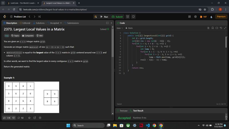 #365daysofcode #leetcode #codeeveryday #arary #matrix | Tanzeel Ahmad #365daysofcode #leetcode #codeeveryday #arary #matrix | Tanzeel Ahmad