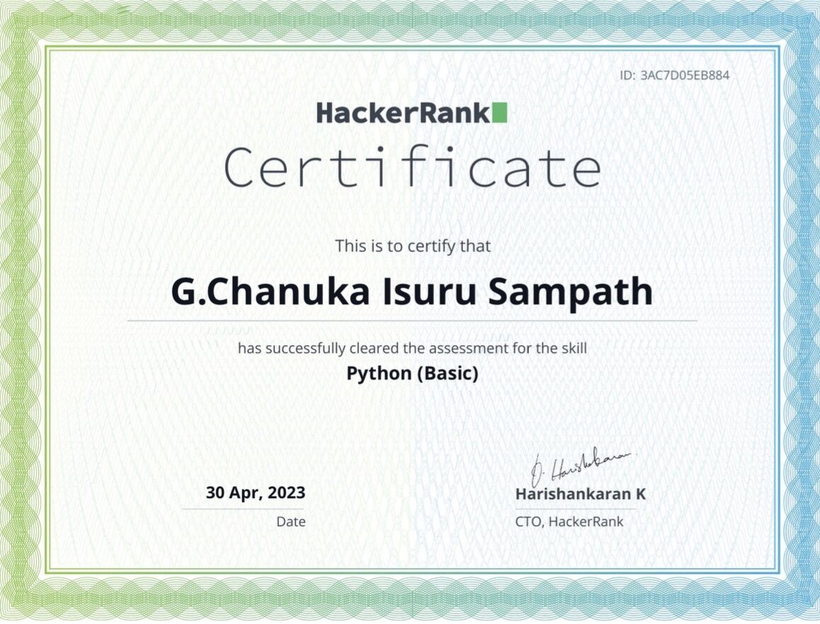 Chanuka Isuru Sampath on LinkedIn: #python #hackerrank #programming Chanuka Isuru Sampath on LinkedIn: #python #hackerrank #programming