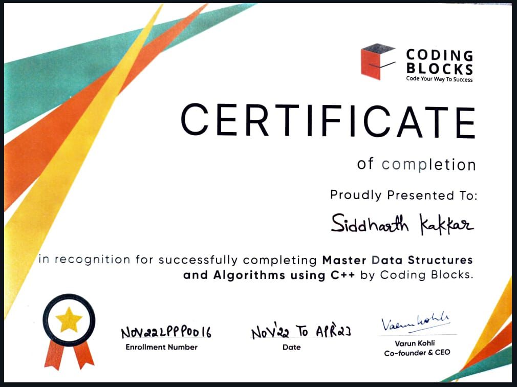 Siddharth Kakkar on LinkedIn: #dsa #cplusplus #milestone # ... Siddharth Kakkar on LinkedIn: #dsa #cplusplus #milestone # ...