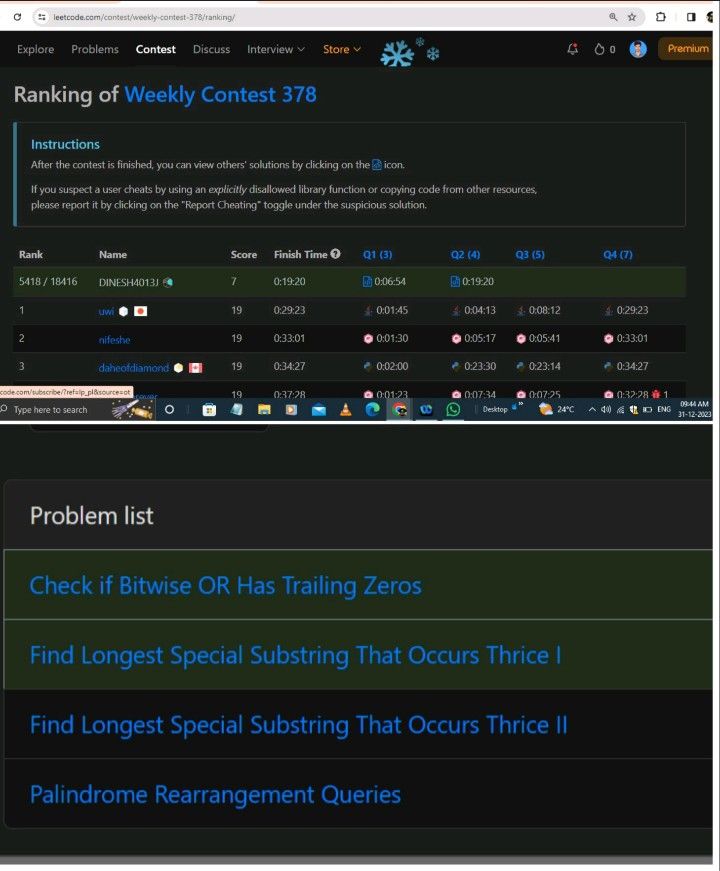 I solved 2 LeetCode weekly contest 378. | Dinesh J posted on the topic ... I solved 2 LeetCode weekly contest 378. | Dinesh J posted on the topic ...