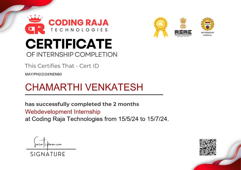 Chamarthi Venkatesh on LinkedIn: #webdevelopment #coding #internship # ... Chamarthi Venkatesh on LinkedIn: #webdevelopment #coding #internship # ...