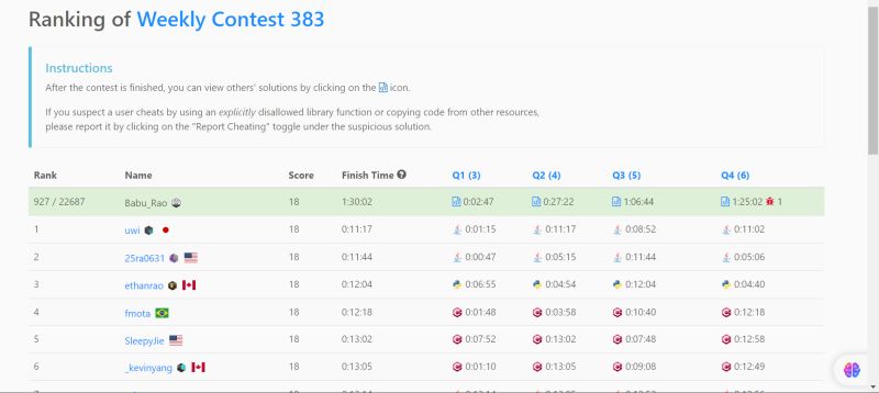 Baburao Sanivada on LinkedIn: #leetcode #weeklycontest #codingchallenge ... Baburao Sanivada on LinkedIn: #leetcode #weeklycontest #codingchallenge ...