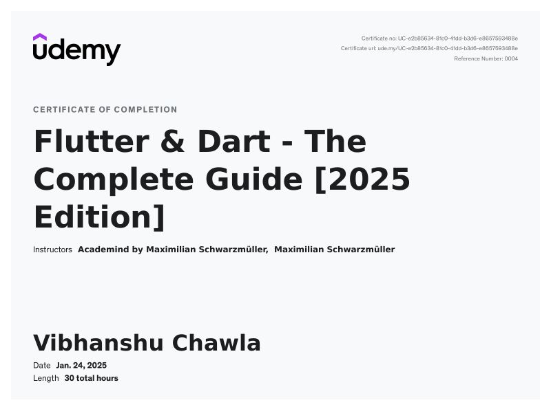 Vibhanshu Chawla on LinkedIn: #udemy #flutter #dart Vibhanshu Chawla on LinkedIn: #udemy #flutter #dart