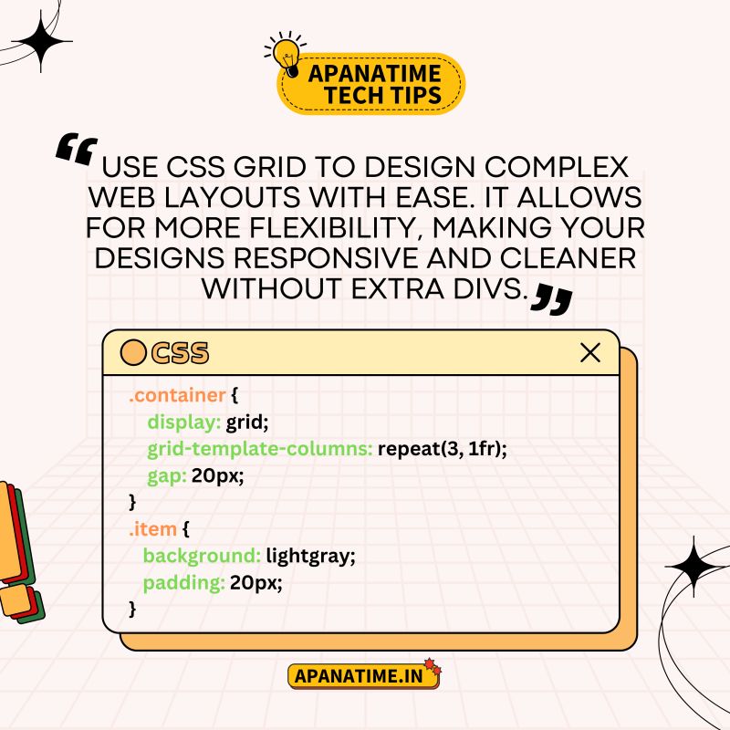 Apana Time on LinkedIn: #apanatime #techtips #cssgrid #webdesign # ... Apana Time on LinkedIn: #apanatime #techtips #cssgrid #webdesign # ...