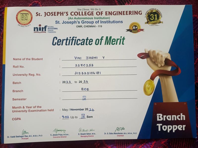 Vini Jasmi V on LinkedIn: #achievement #gratitude #nptel #cgpa # ... Vini Jasmi V on LinkedIn: #achievement #gratitude #nptel #cgpa # ...