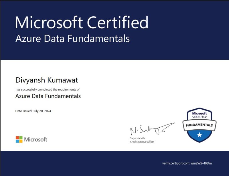 Completed Microsoft Azure DP-900 certification | Divyansh Kumawat ... Completed Microsoft Azure DP-900 certification | Divyansh Kumawat ...