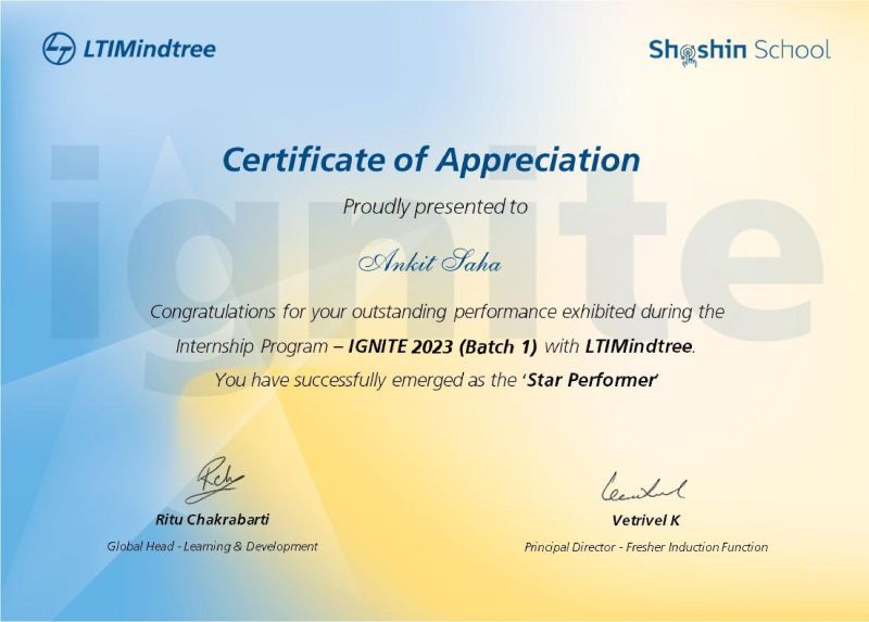 Ankit Kumar Saha on LinkedIn: #ltimindtree #internship2023 # ... Ankit Kumar Saha on LinkedIn: #ltimindtree #internship2023 # ...