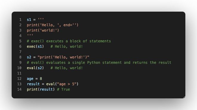 Wei-Meng Lee on LinkedIn: Code of the day - exec() vs eval() in Python Wei-Meng Lee on LinkedIn: Code of the day - exec() vs eval() in Python