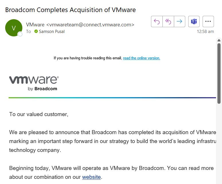 Samson Pusal on LinkedIn: Broadcom closes $69 billion deal for cloud ... Samson Pusal on LinkedIn: Broadcom closes $69 billion deal for cloud ...