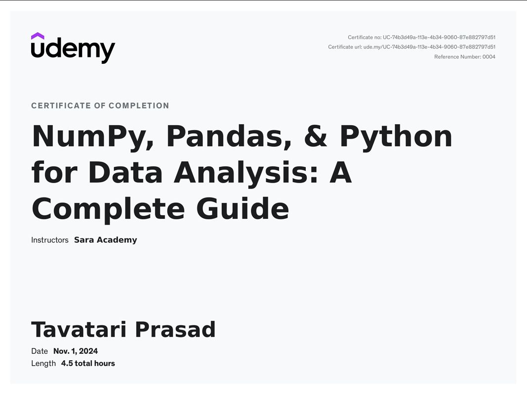 Tavatari Prasad on LinkedIn: #dataanalysis #python #numpy #pandas # ... Tavatari Prasad on LinkedIn: #dataanalysis #python #numpy #pandas # ...