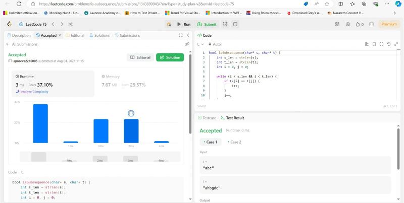 Day 11 of #100DaysOfCode: Solved 'Is Subsequence' in C | Apoorva ... Day 11 of #100DaysOfCode: Solved 'Is Subsequence' in C | Apoorva ...