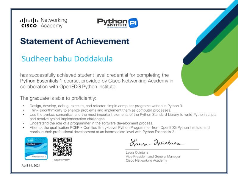 Sudheer Babu Doddakula on LinkedIn: #connections #pythonessentials1 #python Sudheer Babu Doddakula on LinkedIn: #connections #pythonessentials1 #python