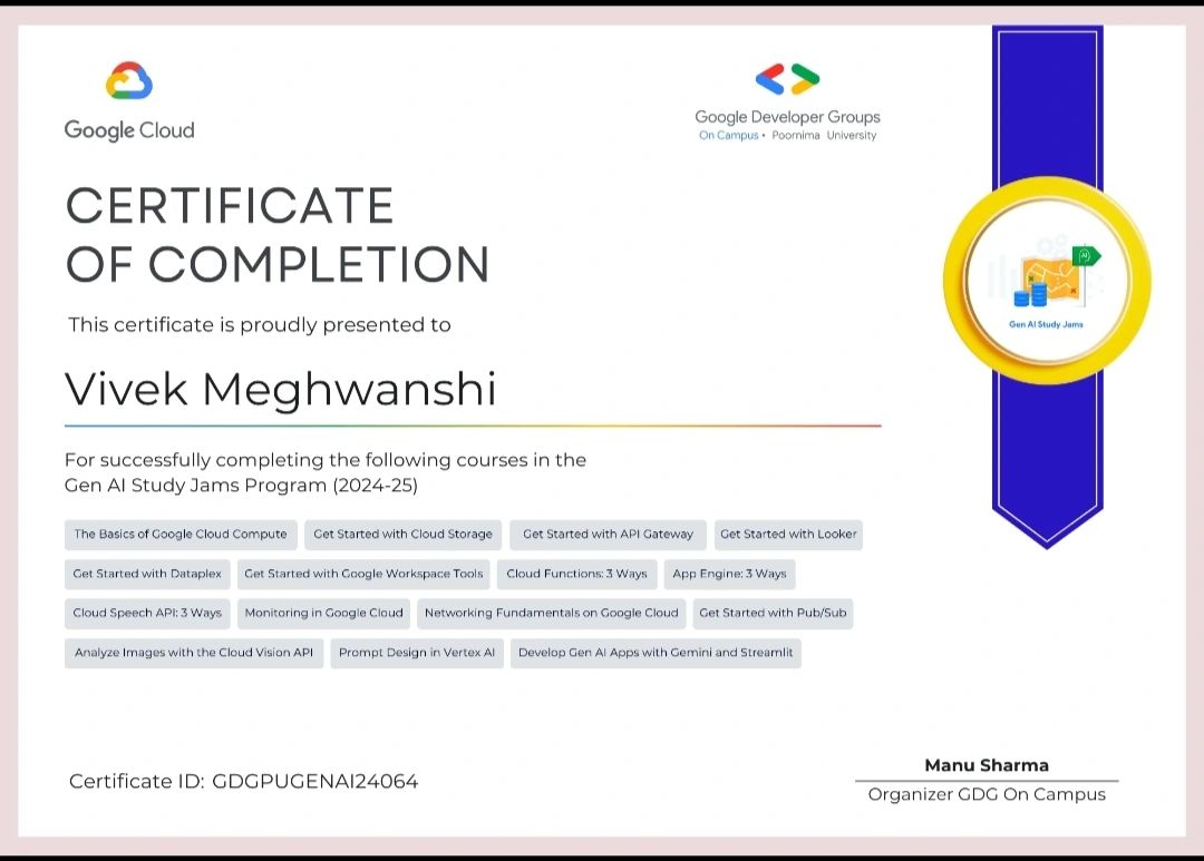 Vivek Meghwanshi on LinkedIn: #googlecloud #genai #studyjams #ai Vivek Meghwanshi on LinkedIn: #googlecloud #genai #studyjams #ai