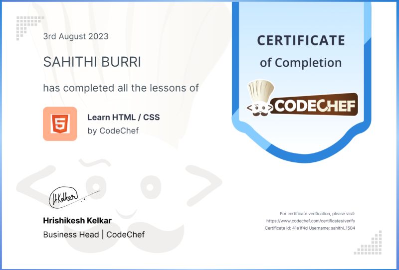 Sahithi Burri on LinkedIn: #codechef #html #css Sahithi Burri on LinkedIn: #codechef #html #css