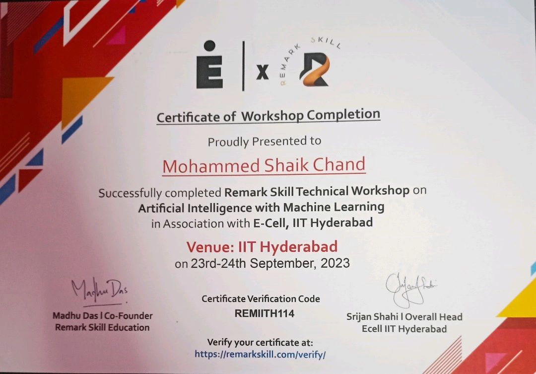 Completed two days of AI and ML workshop at IIT Hyderabad | Mohd Chand ... Completed two days of AI and ML workshop at IIT Hyderabad | Mohd Chand ...