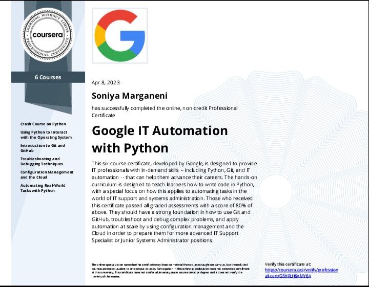 Soniya Marganeni on LinkedIn: #coursera #itautomation #python Soniya Marganeni on LinkedIn: #coursera #itautomation #python