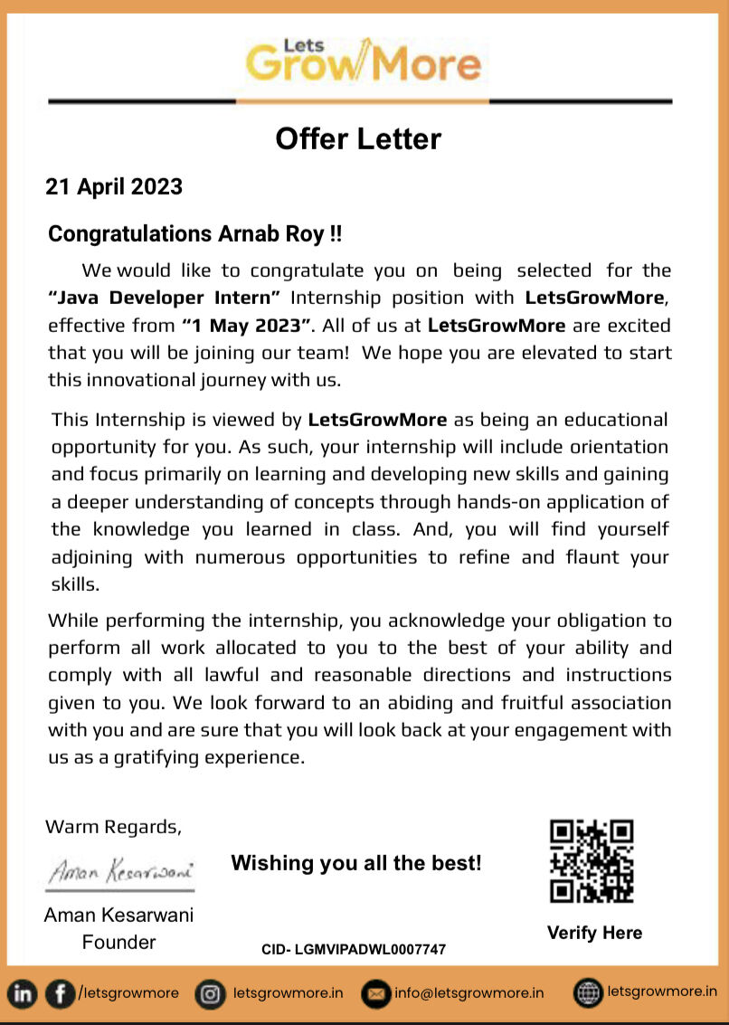 Arnab Roy on LinkedIn: #letsgrowmore #connections #javadeveloper Arnab Roy on LinkedIn: #letsgrowmore #connections #javadeveloper