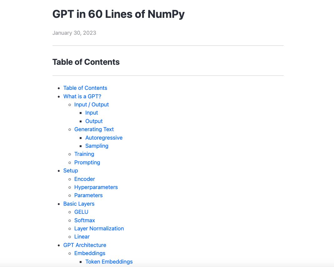 How to implement GPT with NumPy | Elvis S. posted on the topic | LinkedIn How to implement GPT with NumPy | Elvis S. posted on the topic | LinkedIn
