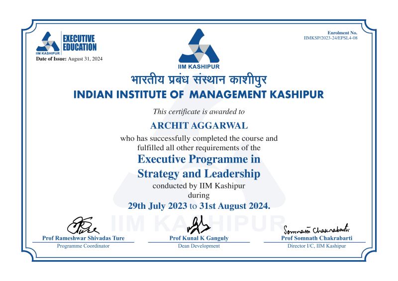 Archit Aggarwal on LinkedIn: #leadership #strategy #iimkashipur # ... Archit Aggarwal on LinkedIn: #leadership #strategy #iimkashipur # ...