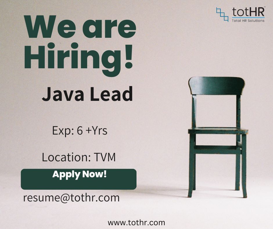 totHR on LinkedIn: #javalead #trivandrum #tothr totHR on LinkedIn: #javalead #trivandrum #tothr