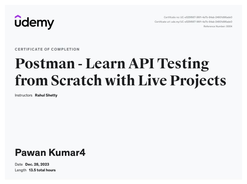 Pawan Kumar on LinkedIn: Postman-API Testing Caurse...done Pawan Kumar on LinkedIn: Postman-API Testing Caurse...done
