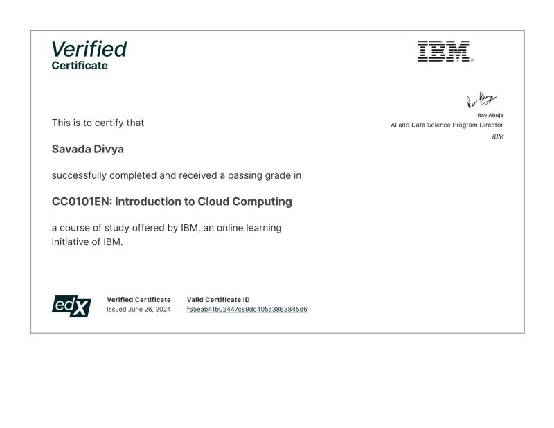 Completed cloud computing course by IBM | SAVADA DIVYA posted on the ... Completed cloud computing course by IBM | SAVADA DIVYA posted on the ...
