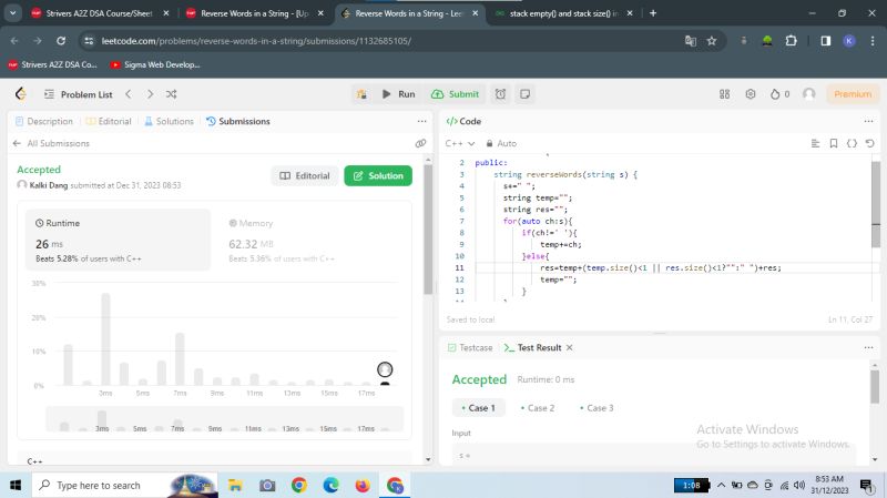 Kalki Dang on LinkedIn: 🚀🚀🚀Solved Reverse Words in a String #dsa # ... Kalki Dang on LinkedIn: 🚀🚀🚀Solved Reverse Words in a String #dsa # ...