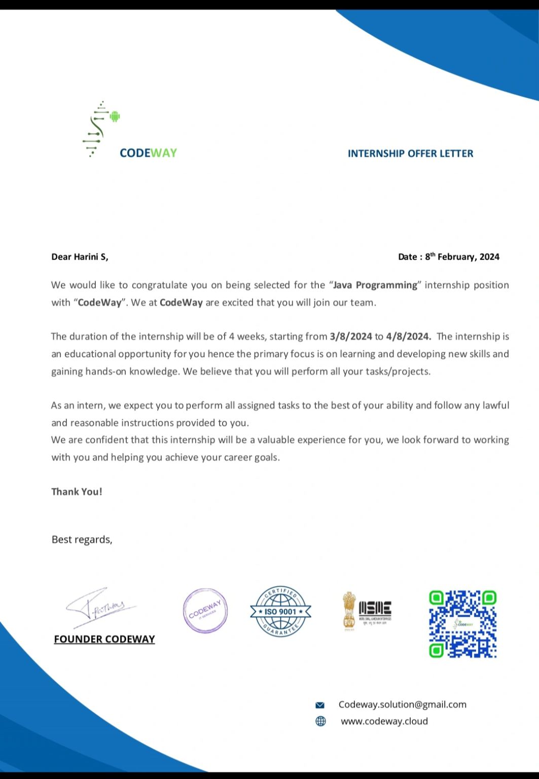 Harini Senthilkumar on LinkedIn: #codewayinternship #javaprogramming # ... Harini Senthilkumar on LinkedIn: #codewayinternship #javaprogramming # ...
