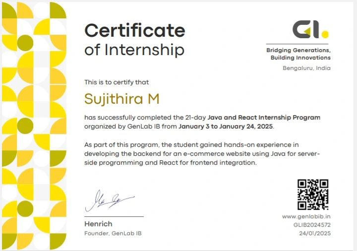 sujithira m on LinkedIn: #reactjs #java #internship #webdevelopment # ... sujithira m on LinkedIn: #reactjs #java #internship #webdevelopment # ...