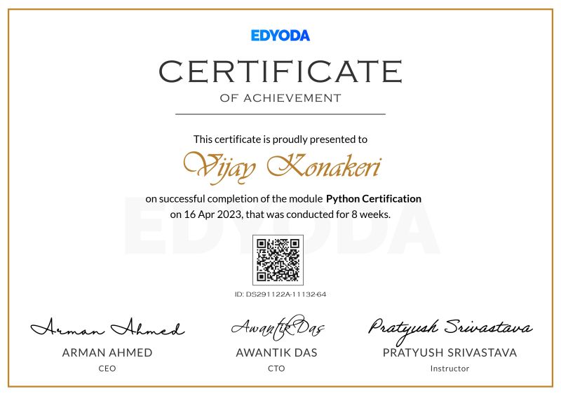 Vijay Konakeri on LinkedIn: #pythoncertification #edyoda # ... Vijay Konakeri on LinkedIn: #pythoncertification #edyoda # ...