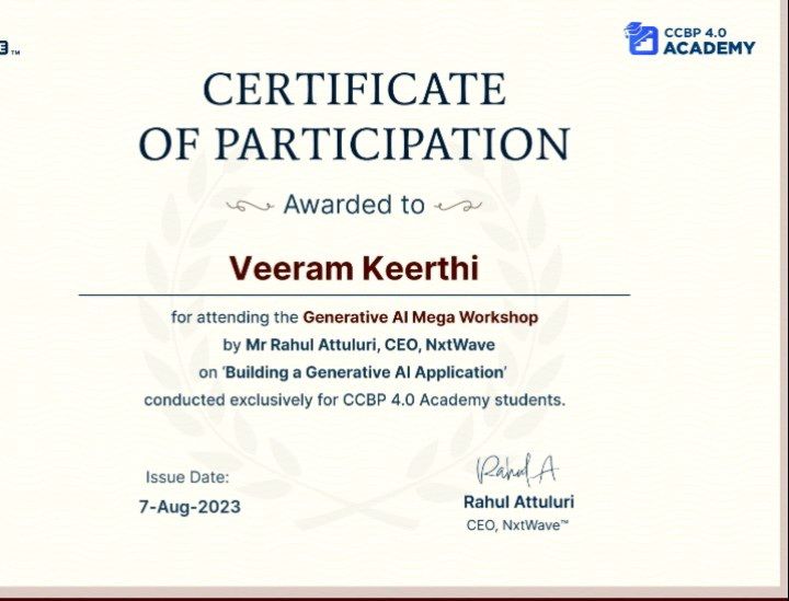 keerthi Veeram on LinkedIn: #nxtwaveccbp #ai #coding #aiapplications keerthi Veeram on LinkedIn: #nxtwaveccbp #ai #coding #aiapplications