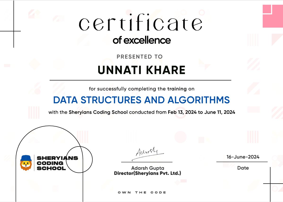 Unnati Khare on LinkedIn: #datastructures #algorithms #coding #learning ... Unnati Khare on LinkedIn: #datastructures #algorithms #coding #learning ...