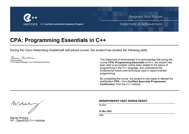 Vijay Durga Reddy Annapureddy on LinkedIn: #cisco #cplusplus #programming Vijay Durga Reddy Annapureddy on LinkedIn: #cisco #cplusplus #programming