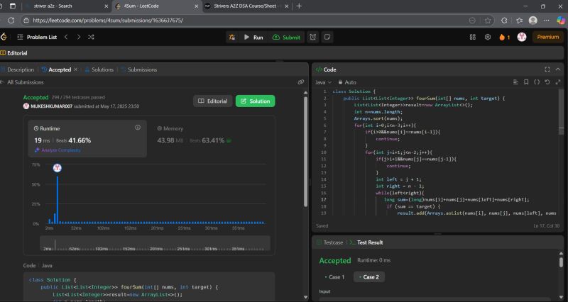 Solved 4Sum problem with Java in 100DaysOfCode | Mukesh Kumar posted on ... Solved 4Sum problem with Java in 100DaysOfCode | Mukesh Kumar posted on ...