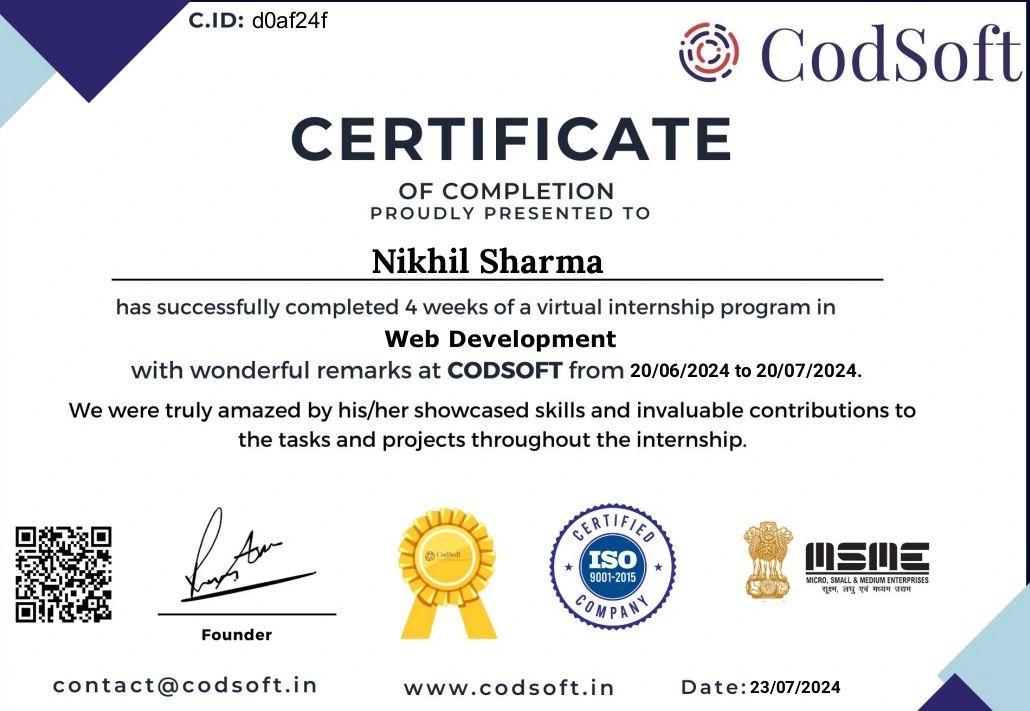 Nikhil Sharma on LinkedIn: #internship #codsoft #learningjourney # ... Nikhil Sharma on LinkedIn: #internship #codsoft #learningjourney # ...