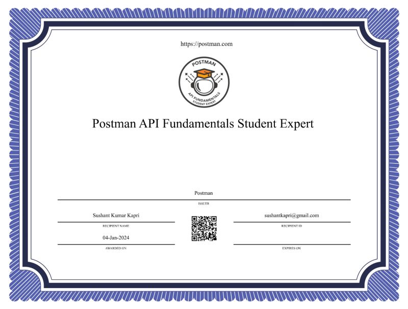 I became a Postman API expert! | Sushant Kumar Kapri posted on the ... I became a Postman API expert! | Sushant Kumar Kapri posted on the ...
