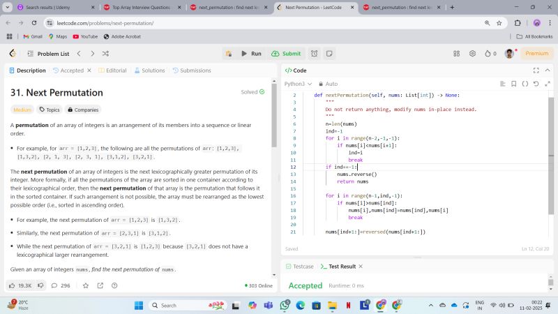 #100daysofdsa #python #leetcode #codingjourney #nextpermutation ... #100daysofdsa #python #leetcode #codingjourney #nextpermutation ...