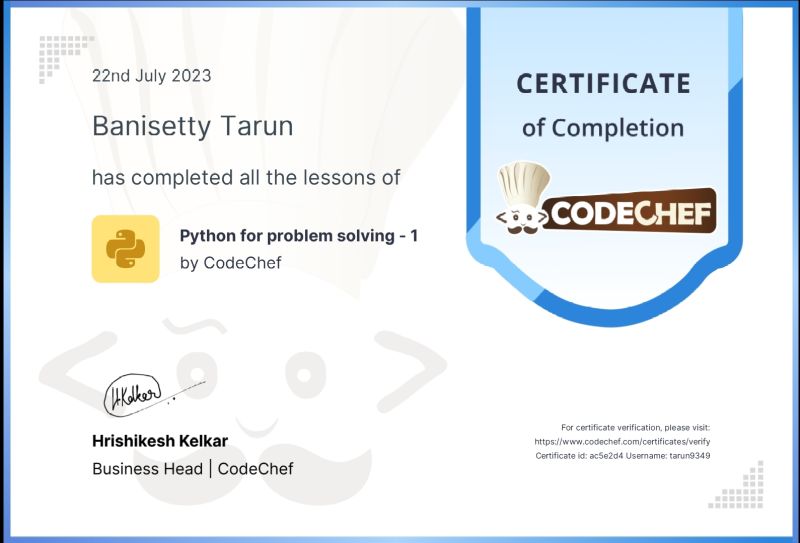 Banisetty Tarun on LinkedIn: #codechef #pythonprogramming Banisetty Tarun on LinkedIn: #codechef #pythonprogramming