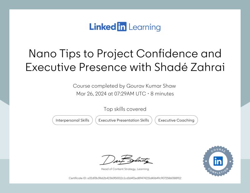 Course on Nano Tips for Executives by Shadé Zahrai | Gourav Kumar Shaw ... Course on Nano Tips for Executives by Shadé Zahrai | Gourav Kumar Shaw ...