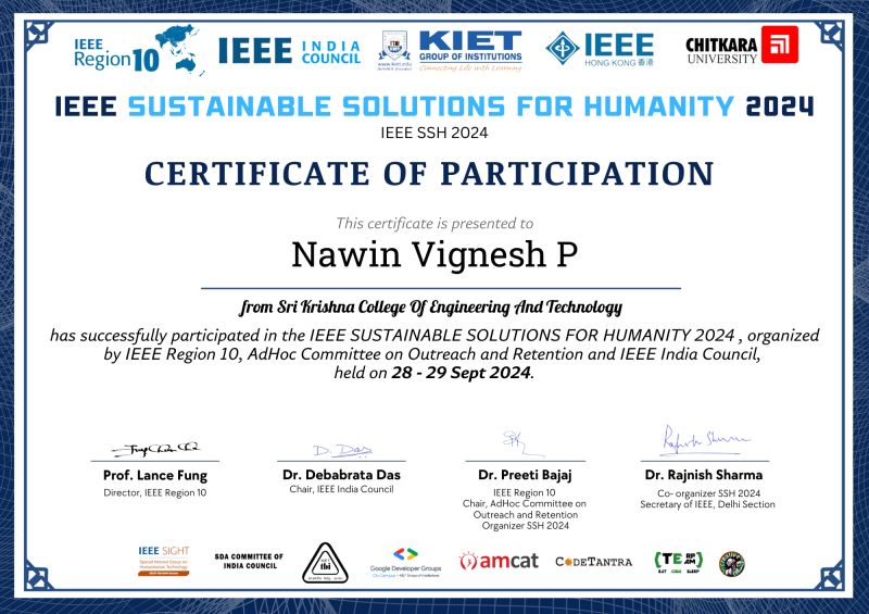 Nawin Vignesh on LinkedIn: #ieee #sustainablesolutions #ssh2024 # ... Nawin Vignesh on LinkedIn: #ieee #sustainablesolutions #ssh2024 # ...