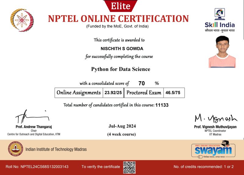 Nischith S Gowda on LinkedIn: #python #datascience #nptel # ... Nischith S Gowda on LinkedIn: #python #datascience #nptel # ...