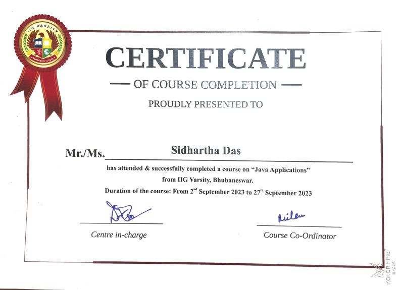 Sidharth Das on LinkedIn: #java #internship Sidharth Das on LinkedIn: #java #internship
