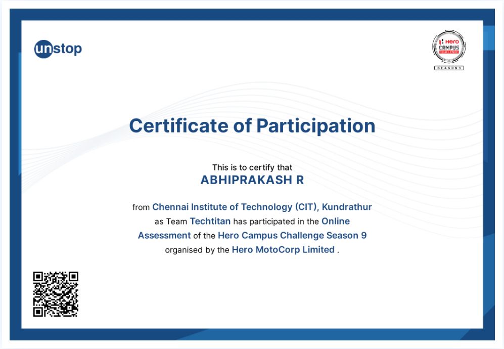 Abhiprakash rajesh on LinkedIn: #hero #heromotocorp #certificate # ... Abhiprakash rajesh on LinkedIn: #hero #heromotocorp #certificate # ...